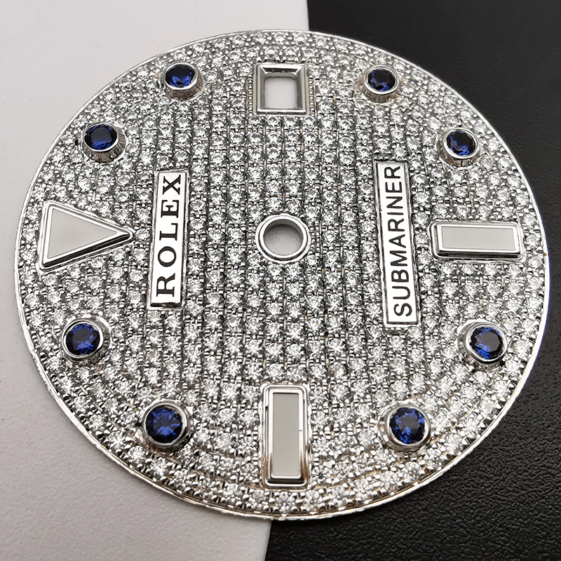 Customized Full Diamonds Watch Dial For Rolex Submariner