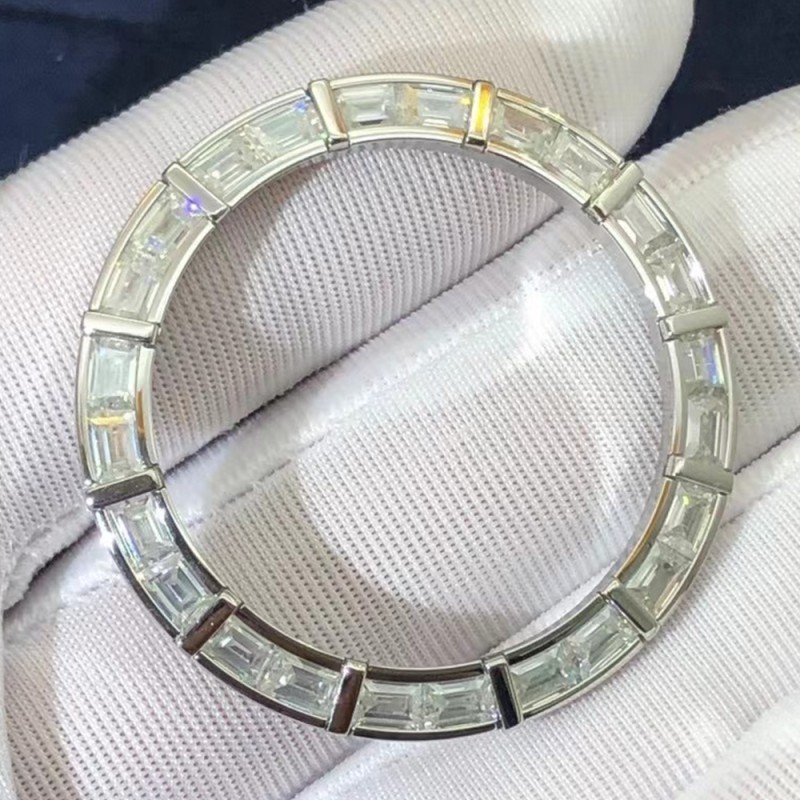 Customized 18K Solid White Gold Watch Bezel with Moissanite For Rolex ...